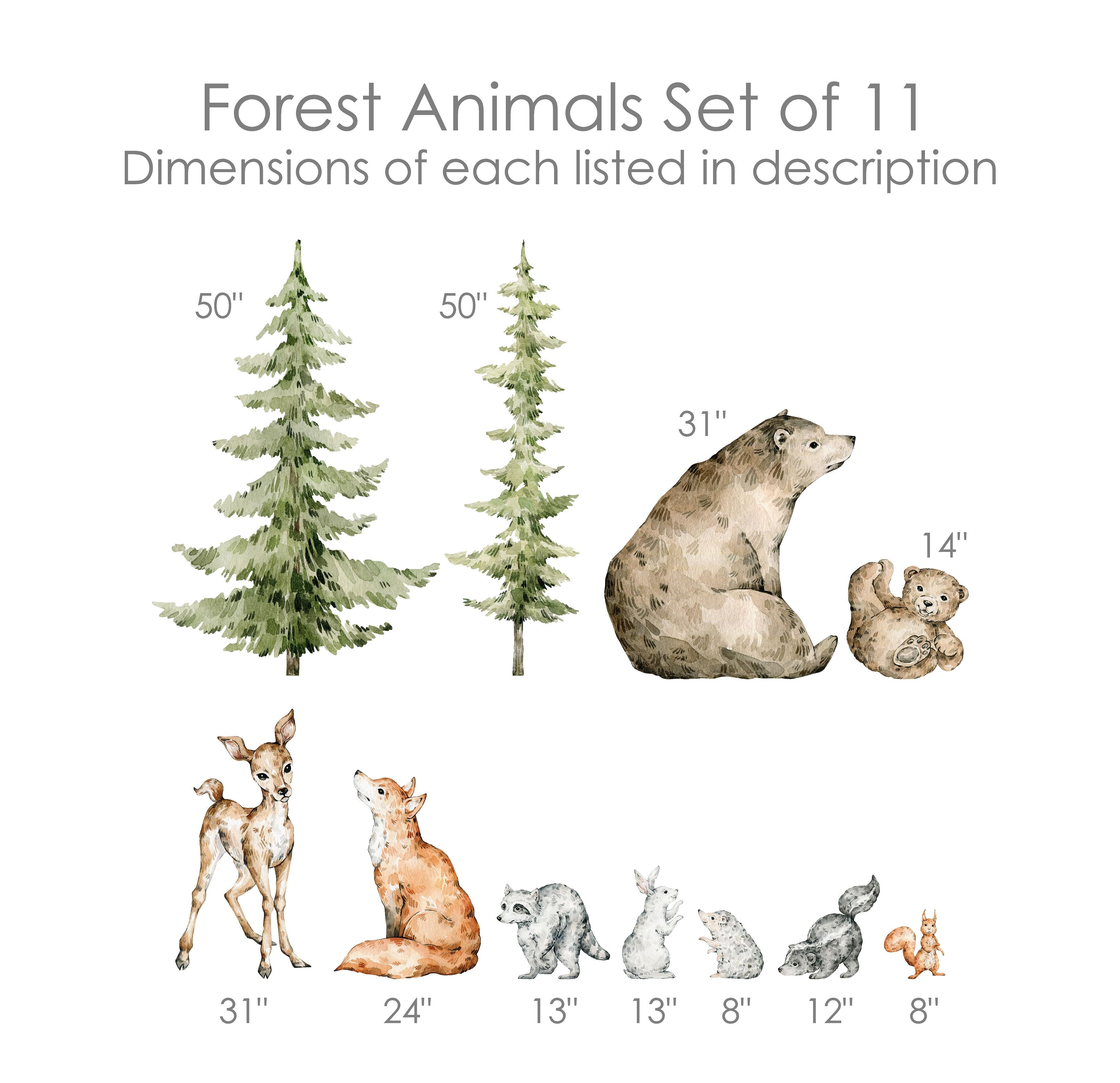 DecalBaby™ Woodland Forest Animals & Trees Wall Decal LARGE Set of 11